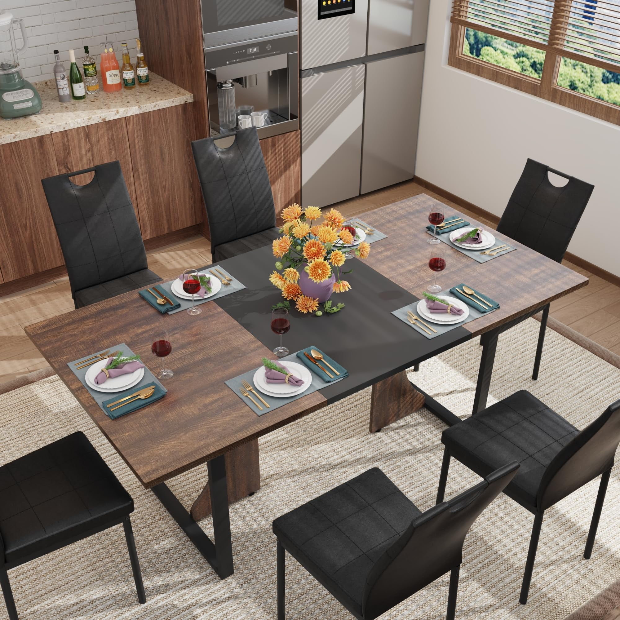 ChVans 71" Large Dining Table for 6-8 People, Modern Farmhouse Kitchen ...