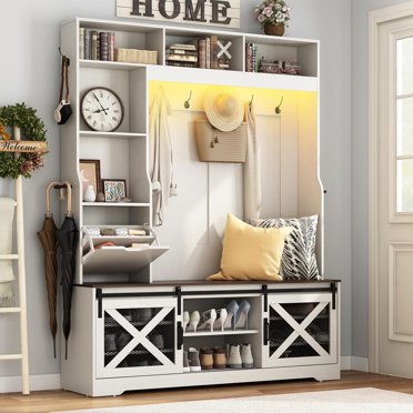 HomeStock Coastal Cottage Hall Tree Gray - Walmart.com
