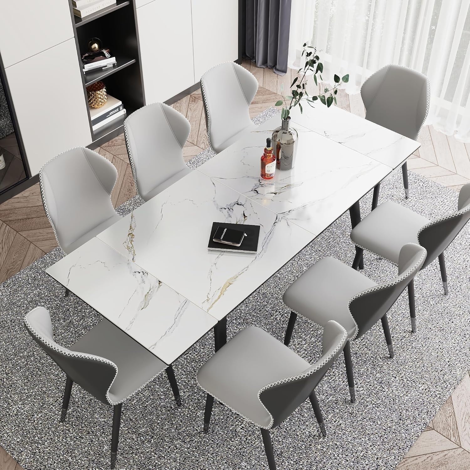 ChVans 78" Extendable Dining Table for 6-8, Modern Large Rectangular ...