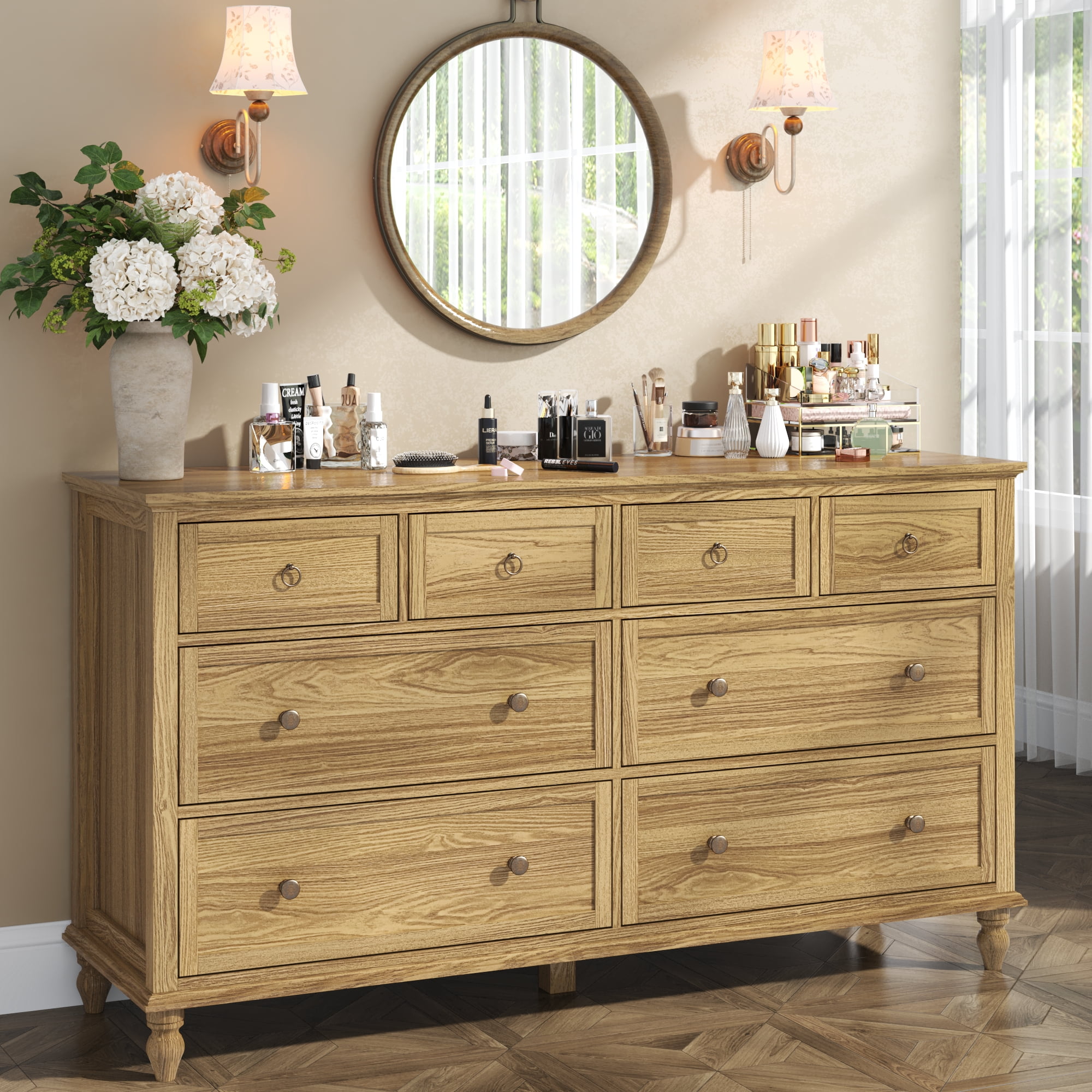 ChVans 65 inch Large Long Drawer Dresser， 8 Drawer Dresser for Bedroom ...