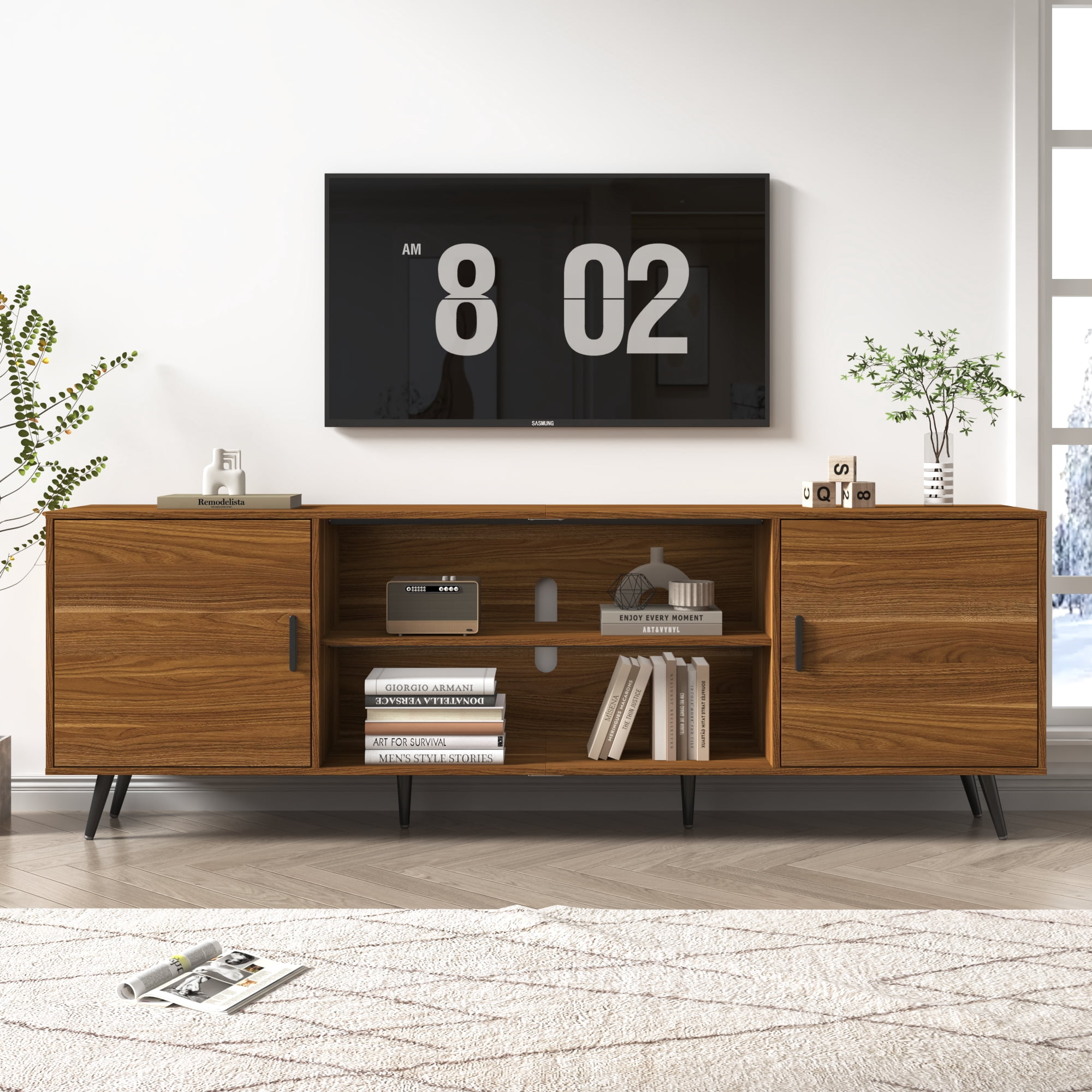 ChVans 80 Inch Mid Century Modern TV Stand for TVs up to 90 inches ...