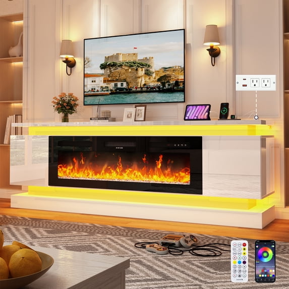 ChVans Fireplace TV Stand for 95" TV, 81" LED TV Stand with 50 ...