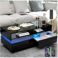ChVans LED Coffee Table with Drawer, Charging Station & Open Shelf ...