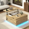 ChVans Lift Top Coffee Table with LED Lights and Charging Station, 35.8 ...