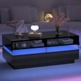ChVans Modern LED Coffee Table w/ 2 Storage Drawers,High Glossy 2-Tier ...