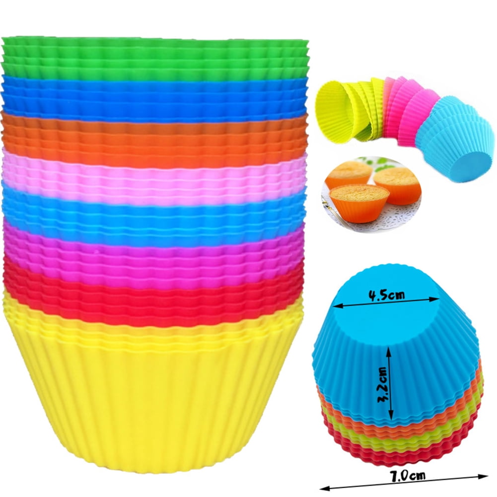Walbest BPA-Free Silicone Baking Cups, Reusable Non-Stick Cupcake ...