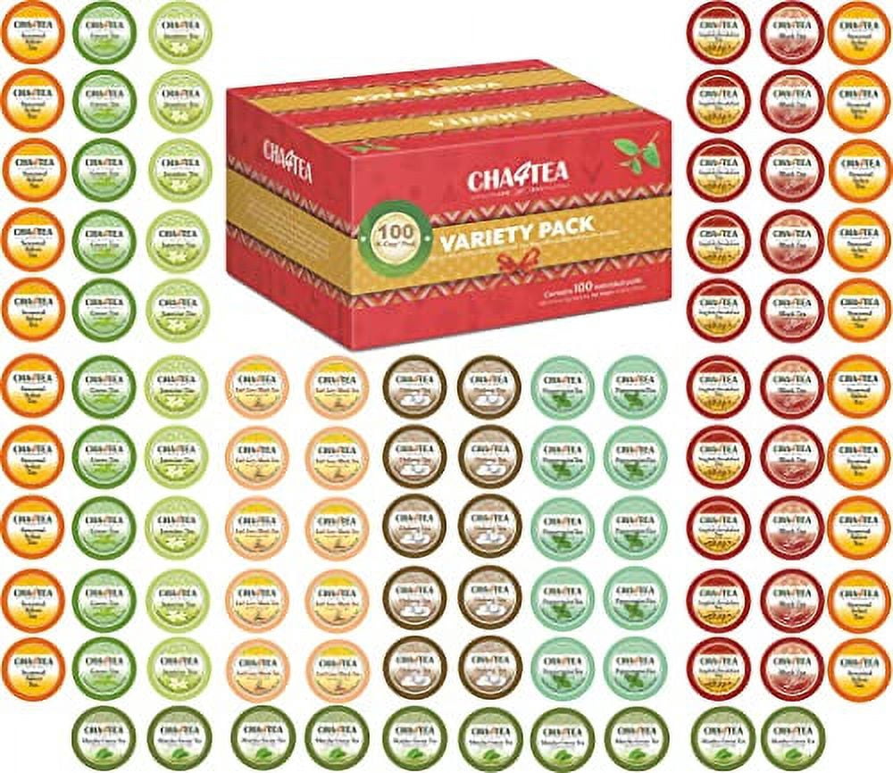 Cha4TEA 100-Count Variety Sampler Pack for Keurig K-Cup Brewers, 10 ...