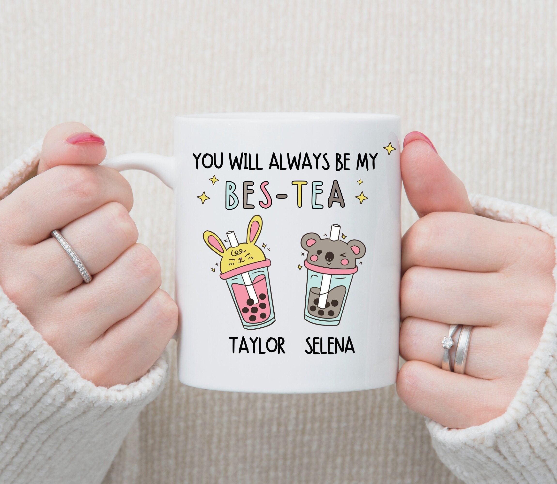 ChaChaCoo Bes-Tea Personalized Coffee Mug - Bestie Gift - Bobba Tea ...