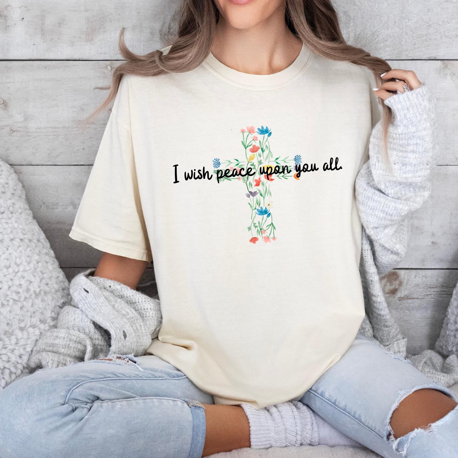 ChaChaCoo Floral Cross “I Wish Peace Upon You All” Shirt – Pope Leo XIV ...