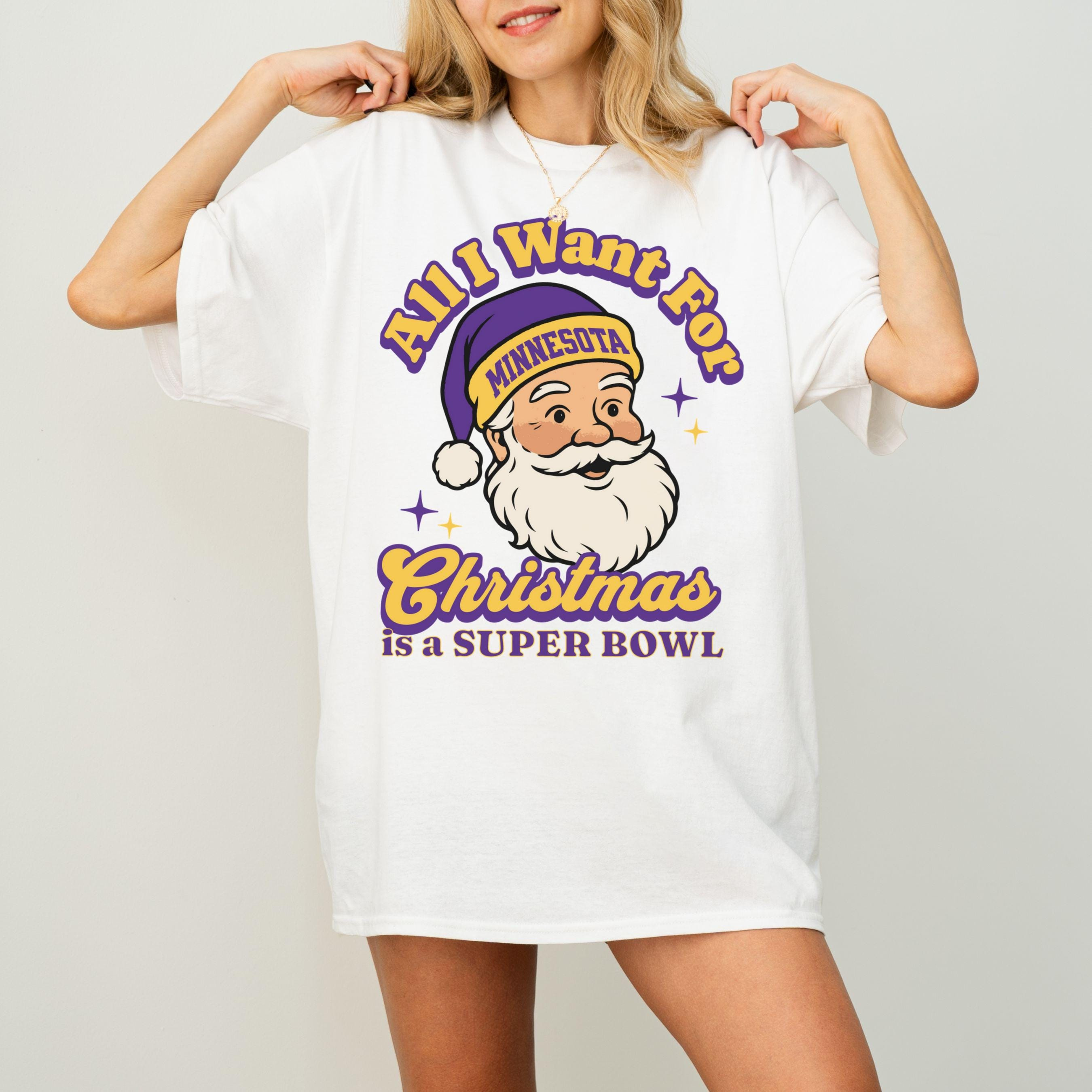 ChaChaCoo Minnesota Football Christmas Super Bowl T-Shirt, Retro Viking ...