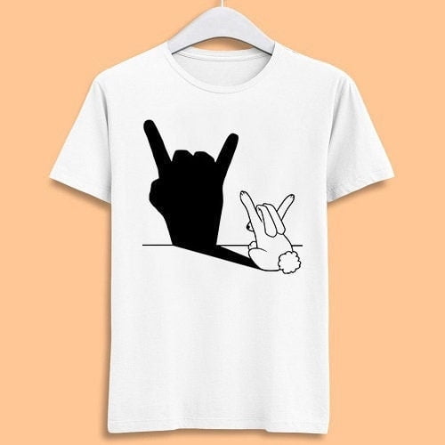 ChaChaCoo Rabbit Rock and Roll Hand Shadow Meme Gift Funny Tee Style ...