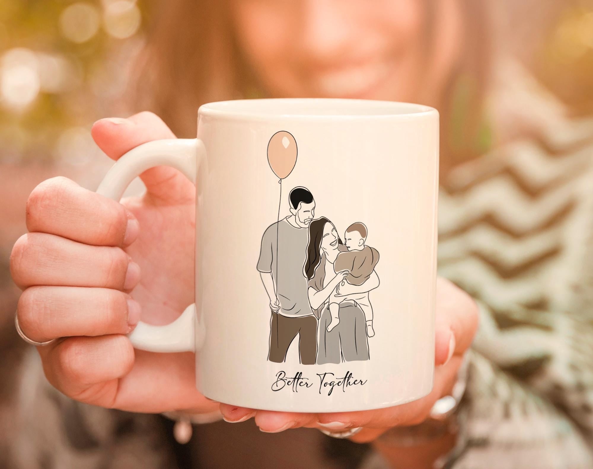 ChaChaCoo Unique Custom Mug with Your Photo - Hand-Drawn Line Art ...