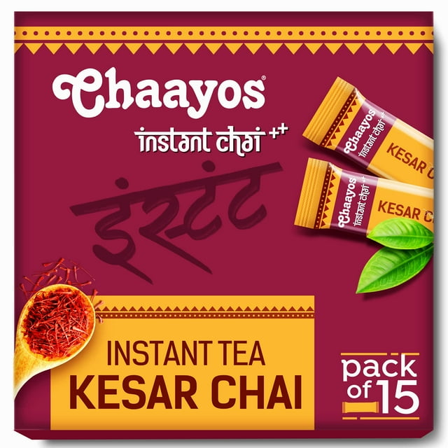Chaayos Instant Tea Premix-Kesar-Regular Sugar (15 Sachets)|100% ...