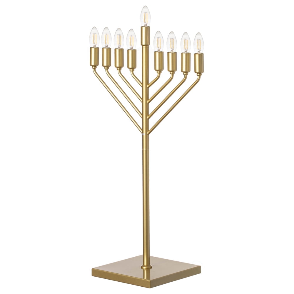 Chabad Style Gold Finish Hanukkah Menorah for Entryway, Living Room ...