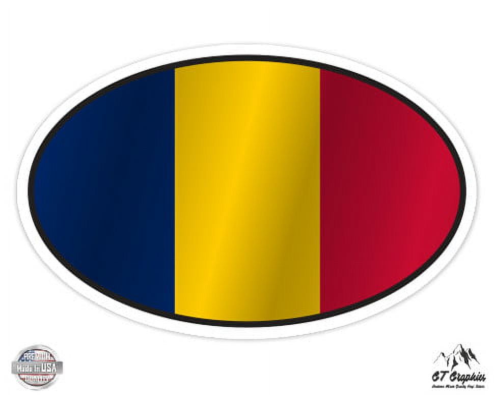 Chad Flag Oval - 12" Vinyl Sticker Waterproof Decal - Walmart.com