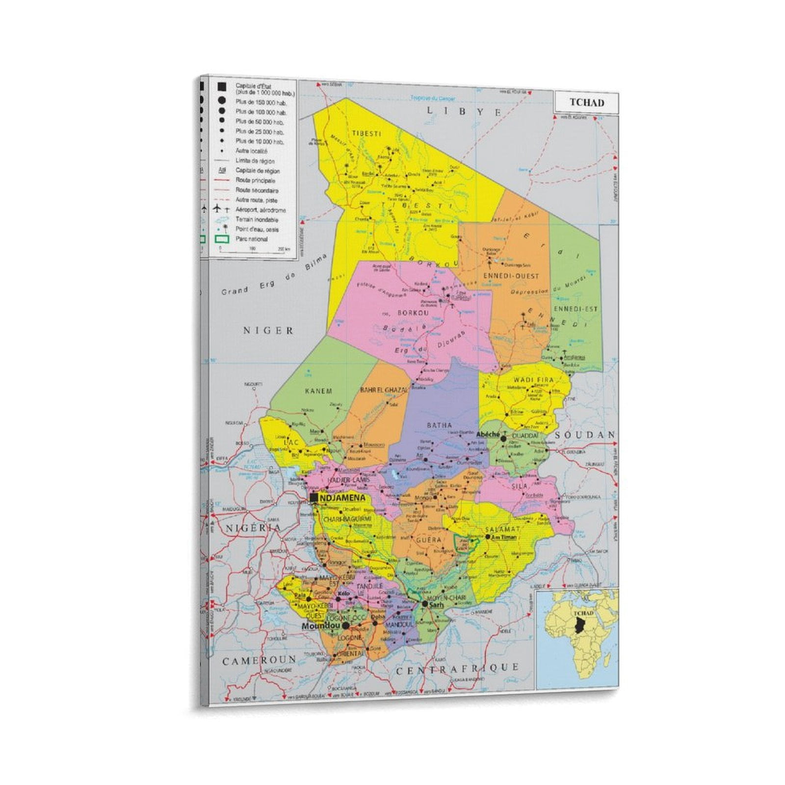 Chad Map Posters Picture Print Wall Art Poster Painting Canvas Posters ...