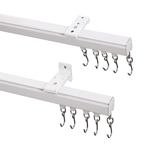 ChadMade Ceiling Track Kit with Hooks, Wall Mount Curtain Track, x ...