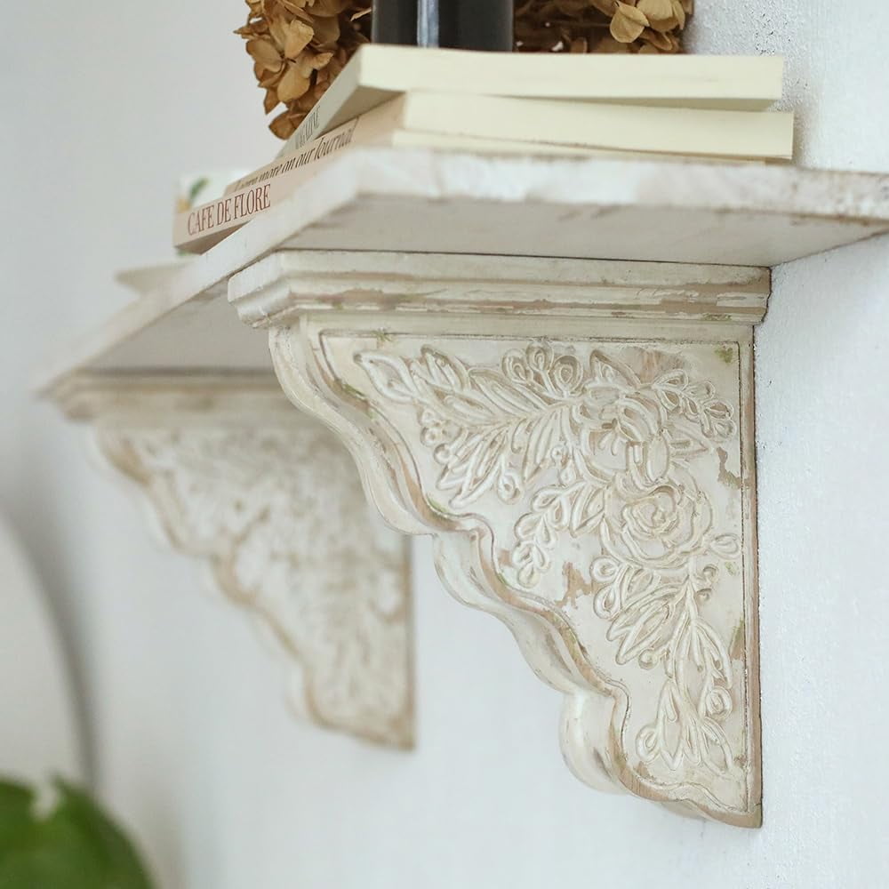 Chadechimo Set of 2 Corbels for Shelves Decorative Shelf Brackets Wood ...