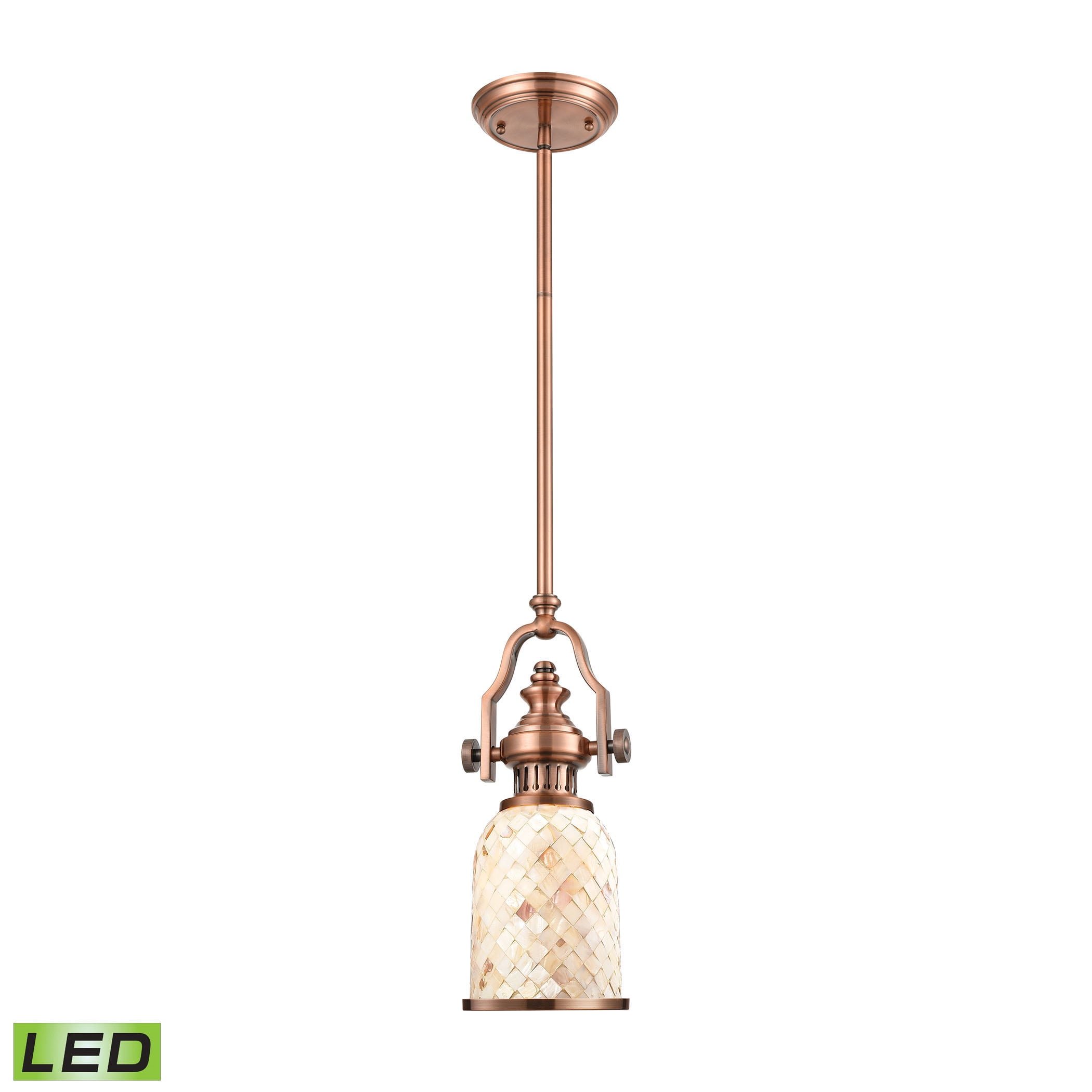 Chadwick 1-Light Mini Pendant in Antique Copper with Cappa Shell Shade ...