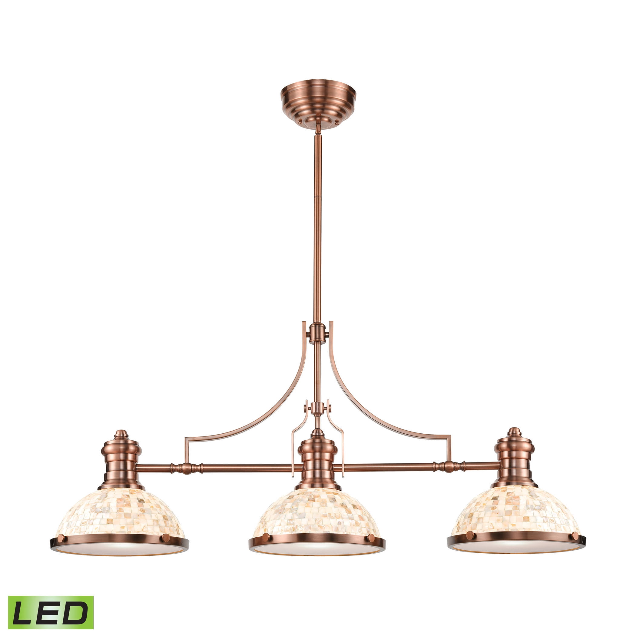 Chadwick 3-Light Island Light in Antique Copper with Cappa Shell - LED ...