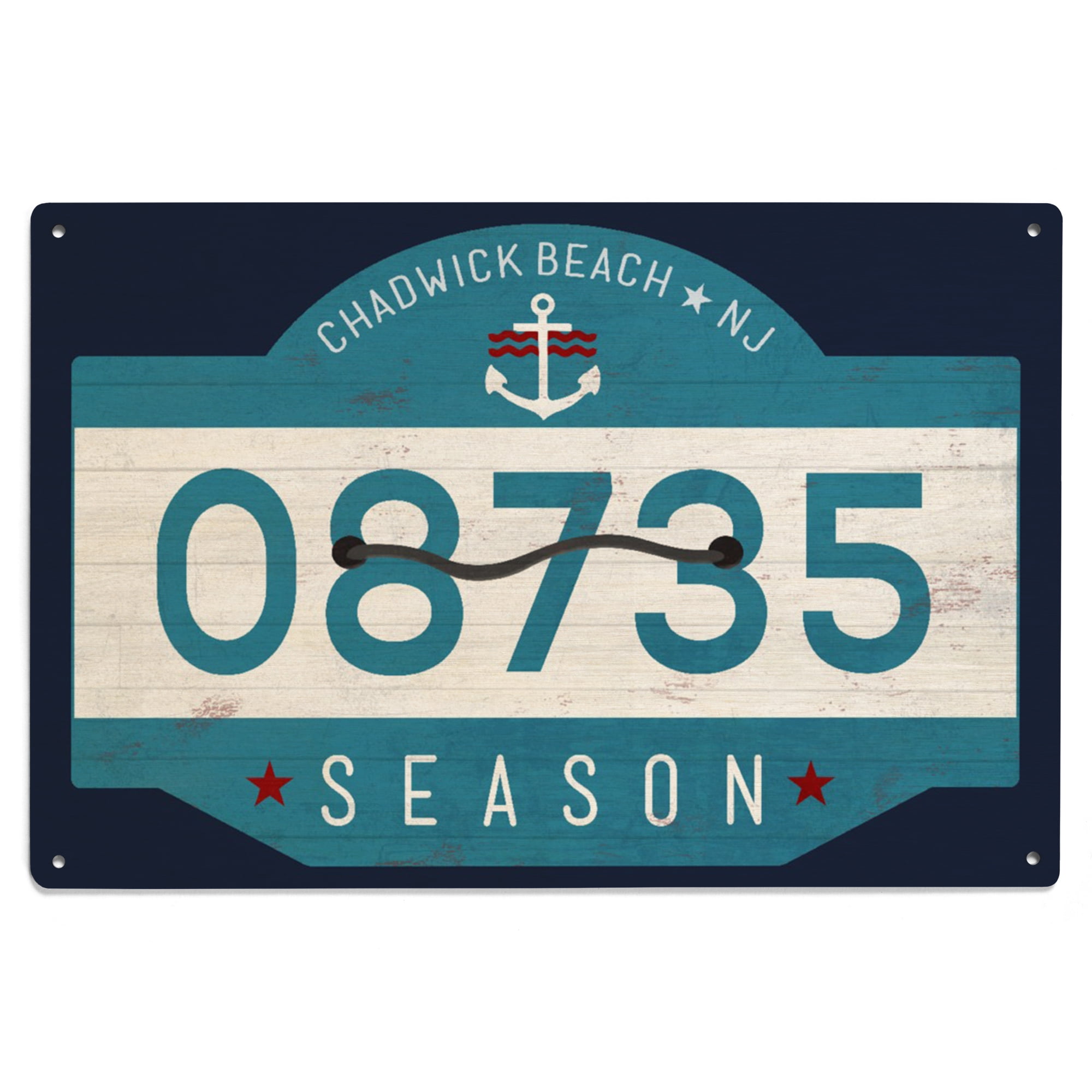 Chadwick Beach, New Jersey, Beach Tag Birch Wood Wall Sign (6x9 Rustic ...