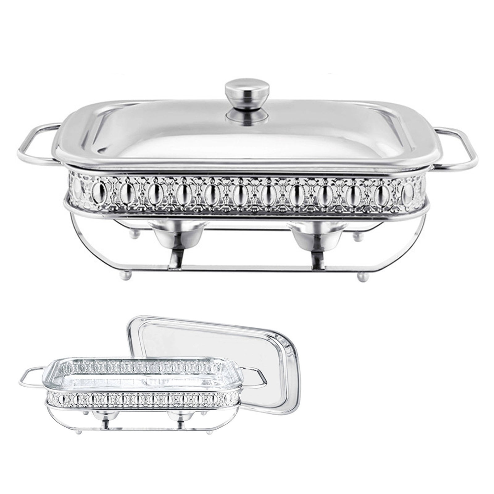 Chafers and Buffet Warmer Set Glass Food Pan Water Pan Fuel Holders for ...