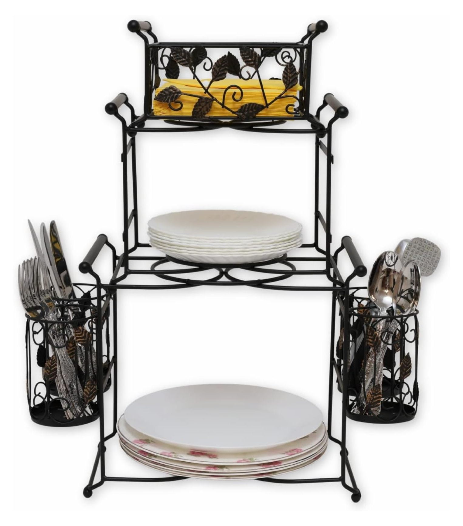 Chaffing Dish Buffet Set – 3-Tier Chaffee Buffet Set with Plate, Napkin ...
