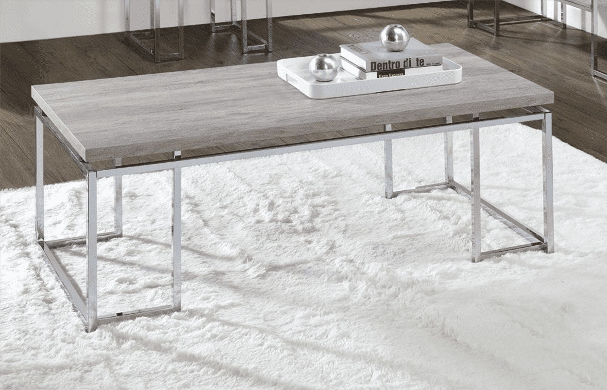 Chafik Coffee Table with Natural Oak & Chrome Finish for Living Spaces ...