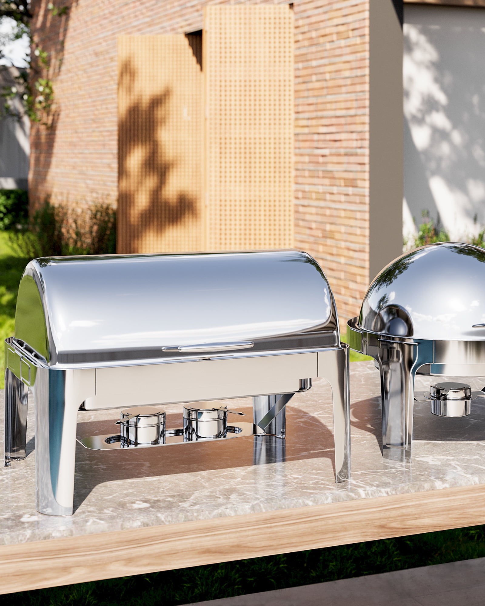 Chafing Dish,9QT Stainless Steel Roll Top Buffet Server,Steel Buffet ...