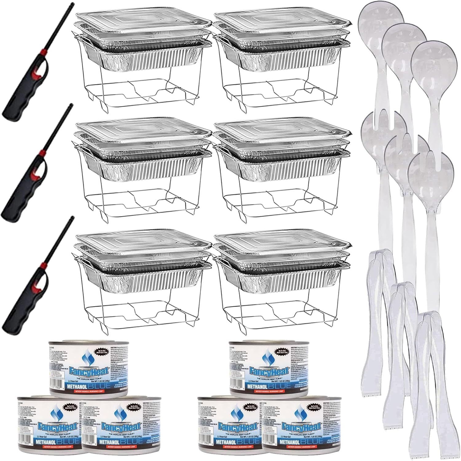 Chafing Dish Buffet 42-Piece Serving Kit with Fuel, Racks, Aluminum ...