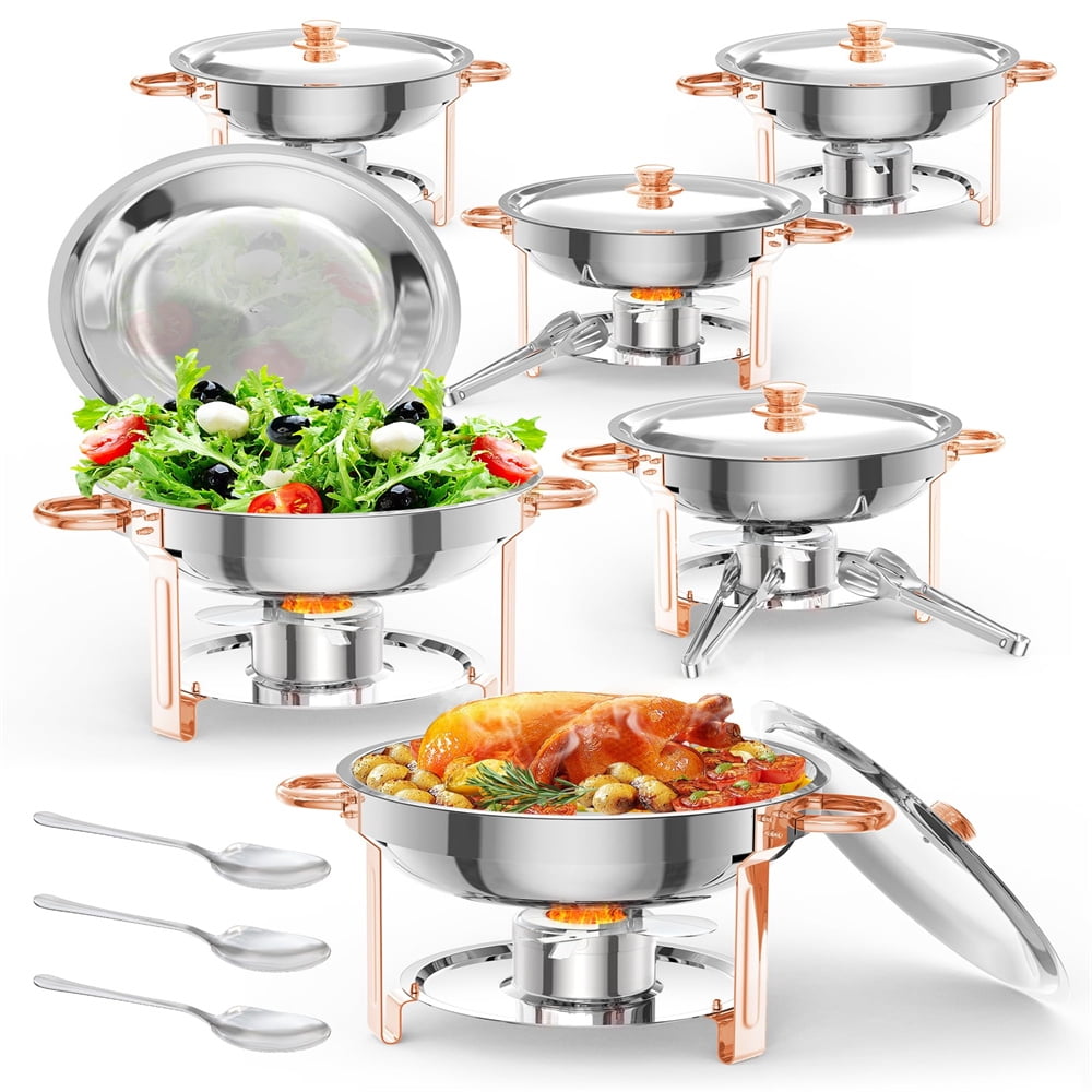 Chafing Dish for Buffet, 5QT Round Chafing Dishes Buffet Set w/Lid ...