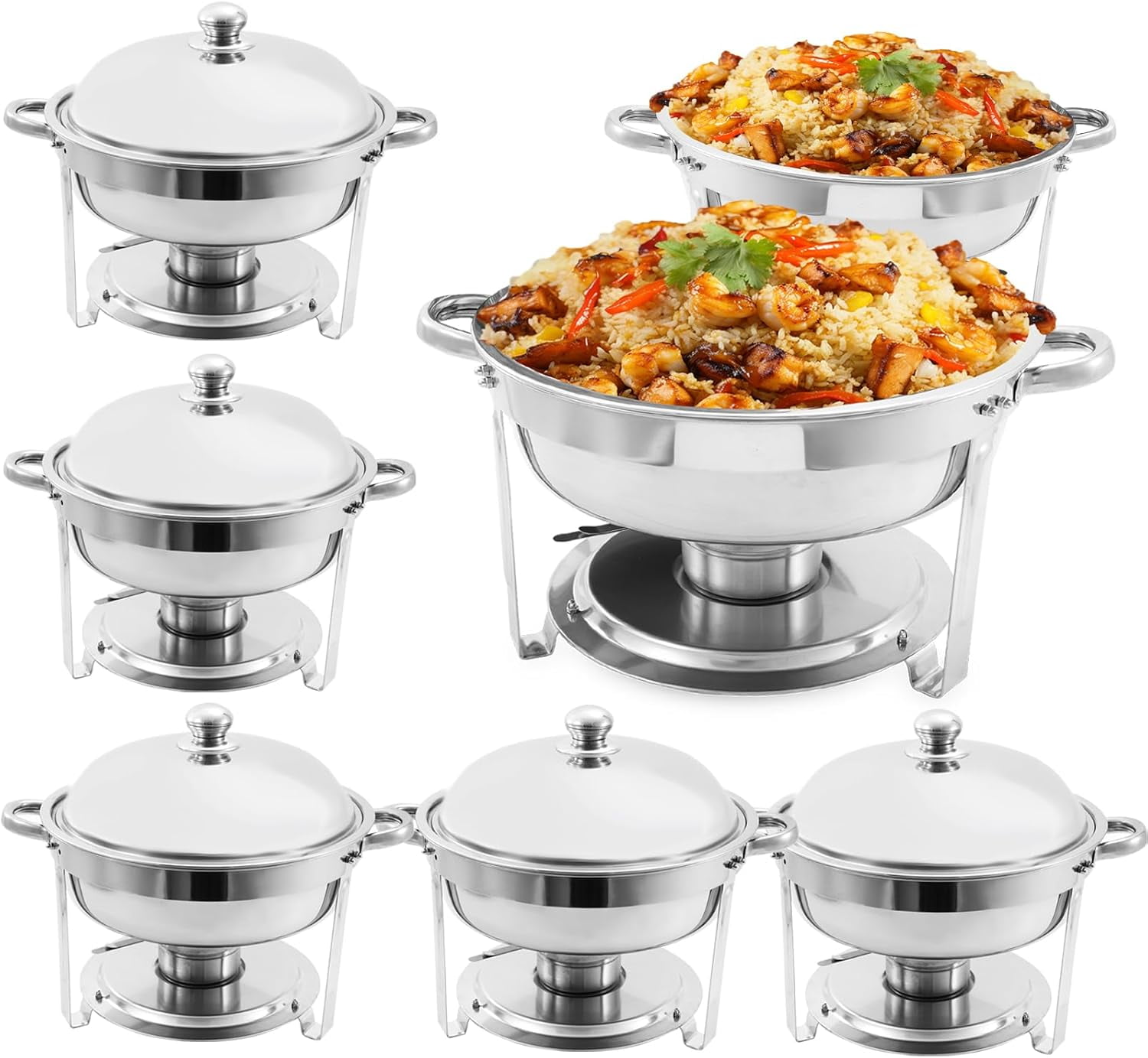 Chafing Dish for Buffet, 8 Pack 6 QT Stainless Steel Chafing Servers ...