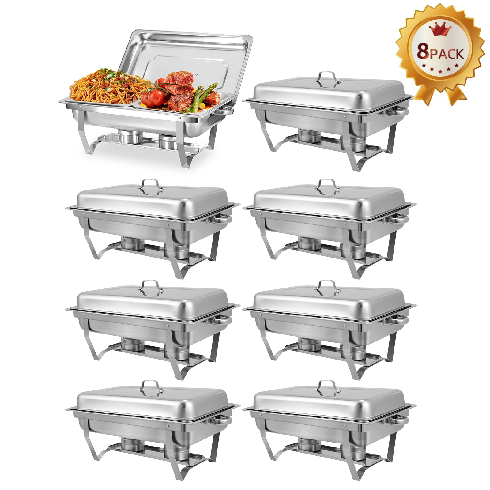 Chafing Dish Buffet Chafer Set 8 Pack 8 Qt Foldable Rectangular ...
