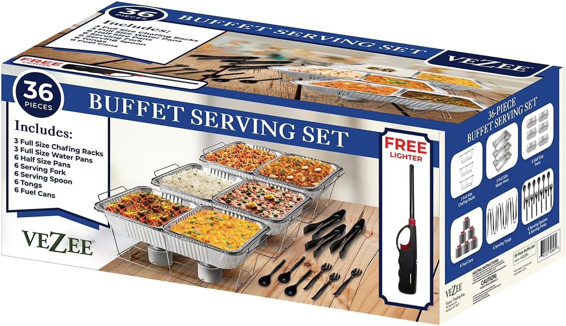 Chafing Dish Buffet Party Set 36 pc with Servers and Warmers, Serving ...