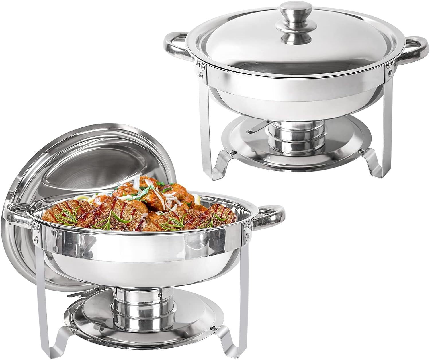 Chafing Dish Buffet Set 2 Pack, 5QT Round Chafing Dishes for Buffet ...
