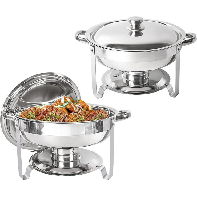 Chafing Dish Buffet Set 2 Pack, 5QT Round Chafing Dishes for Buffet ...