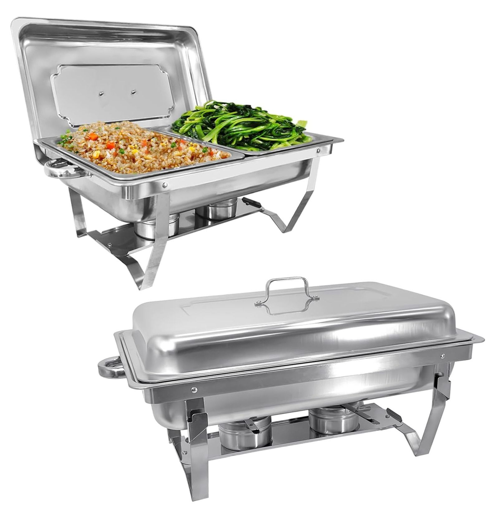 Chafing Dish Buffet Set 2 Pack 8 QT Stainless Steel Buffet Servers and ...