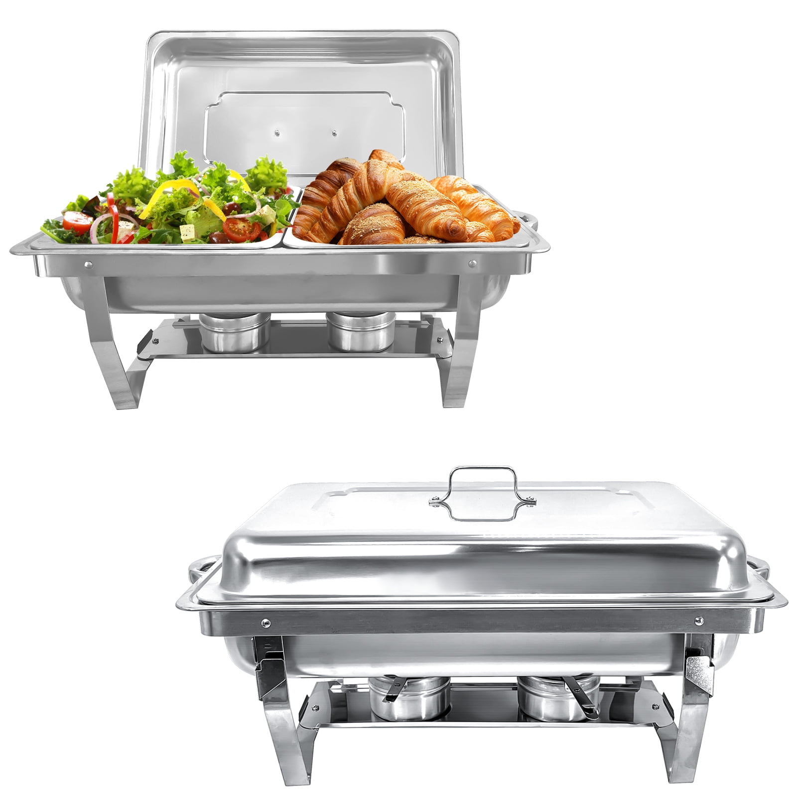 Chafing Dish Buffet Set 2 Pack Half Size, Jacgood 8QT Stainless Steel ...