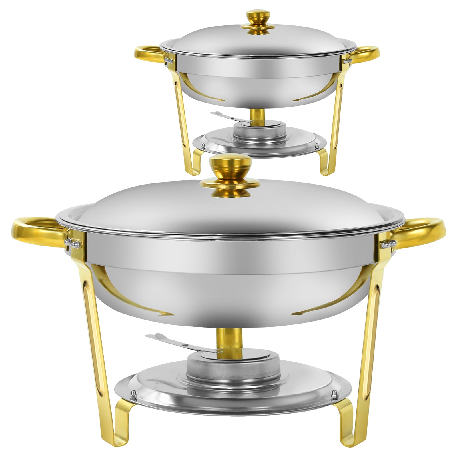 Chafing Dish Buffet Set 2 Pack, Jacgood 5QT Stainless Steel Gold ...