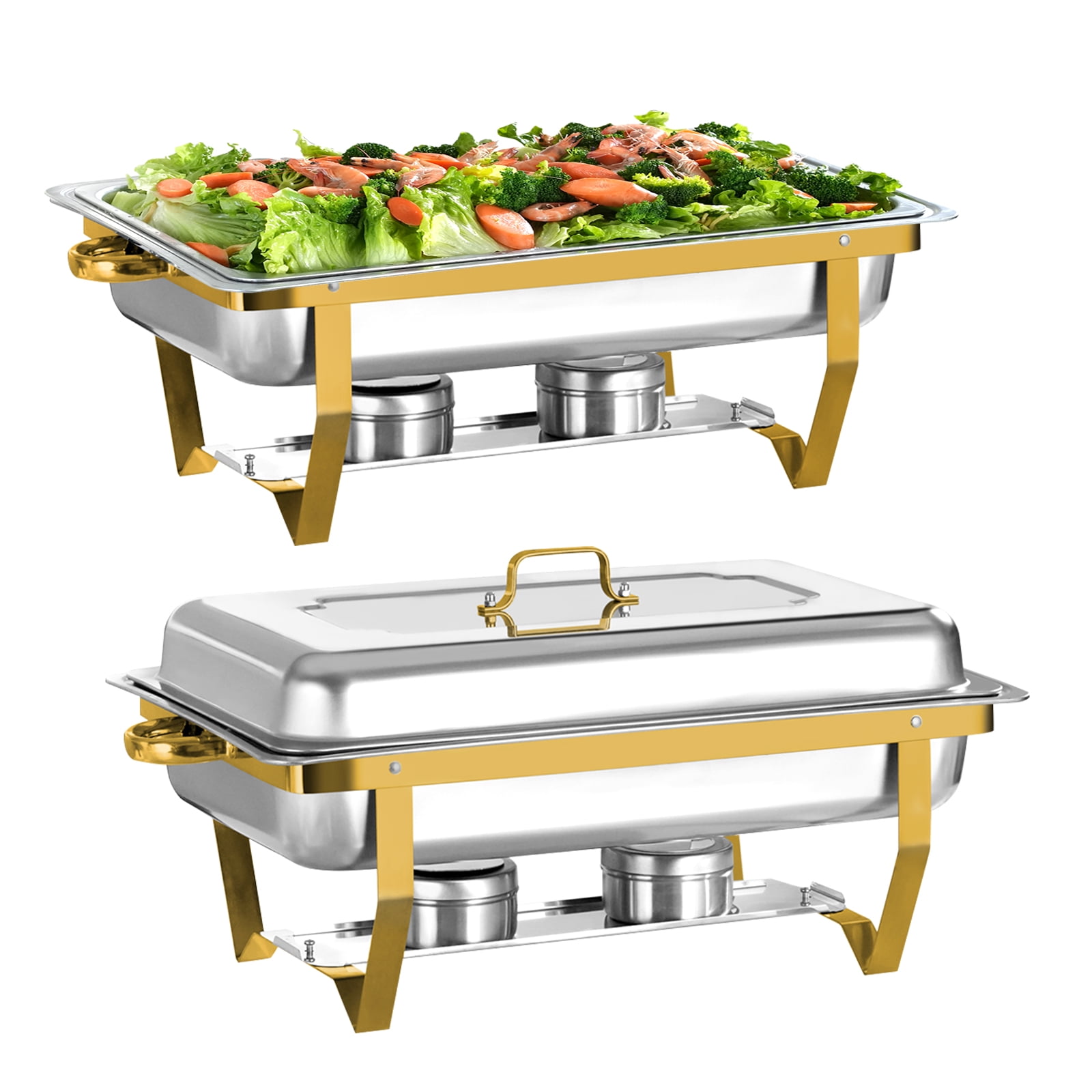 Chafing Dish Buffet Set 2 Pack, Jacgood 8QT Stainless Steel Chafing Dishes for Buffet, Chafers ...