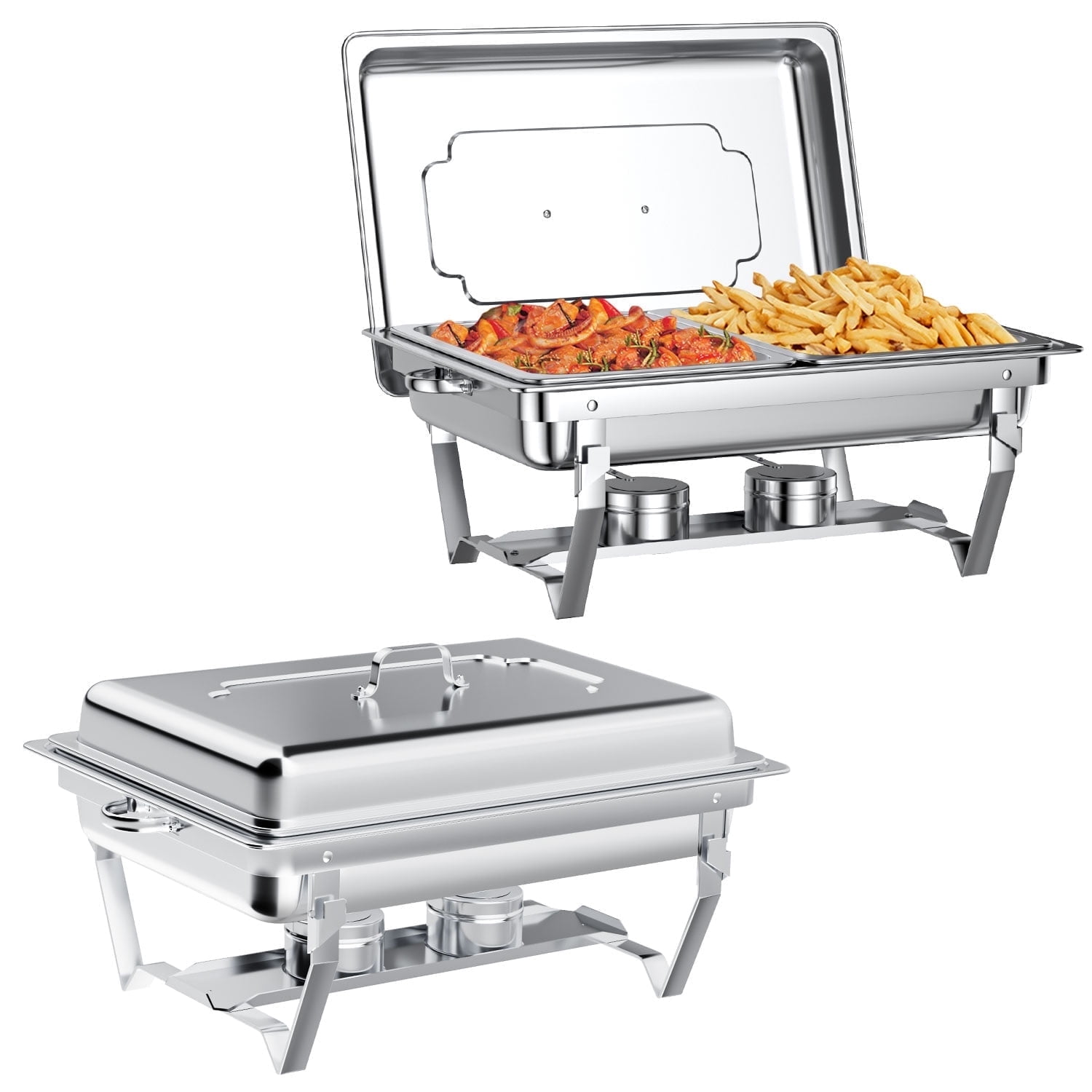 Chafing Dish Buffet Set 2 Pack: TINANA 8QT Stainless Steel Chafing ...
