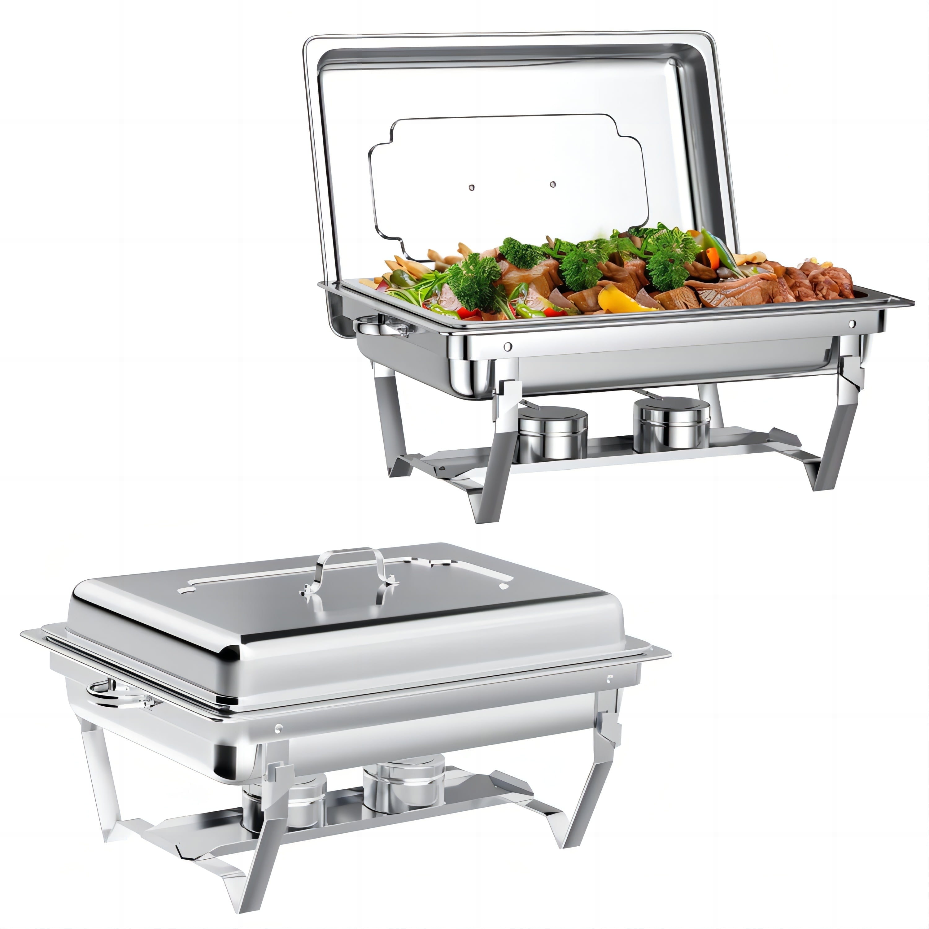 Chafing Dish Buffet Set 2 Pack,Vipsafe 8QT Rectangle Stainless Steel ...