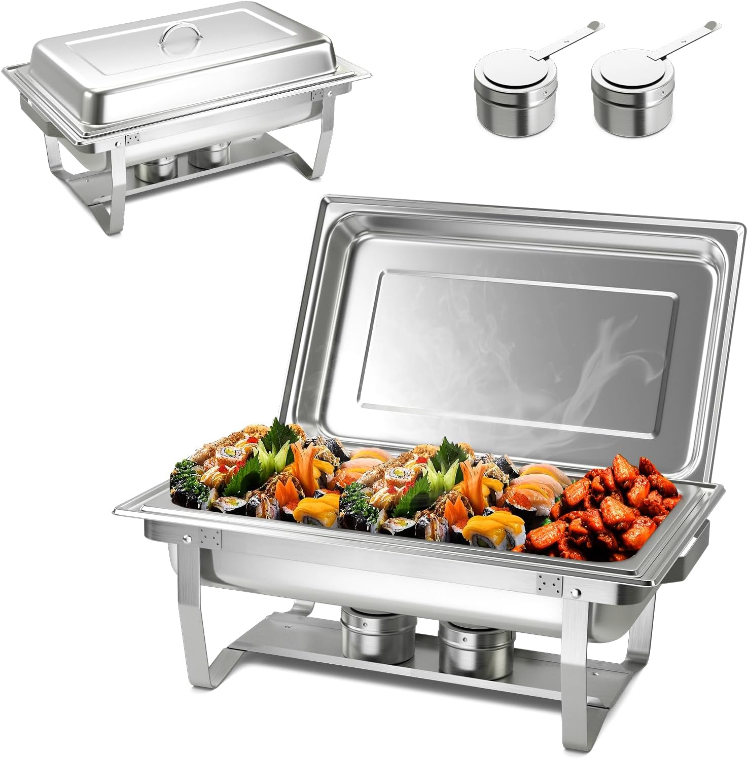 Chafing Dish Buffet Set, 2 Packs, 9 QT Large Capacity, 2 Food Pans ...