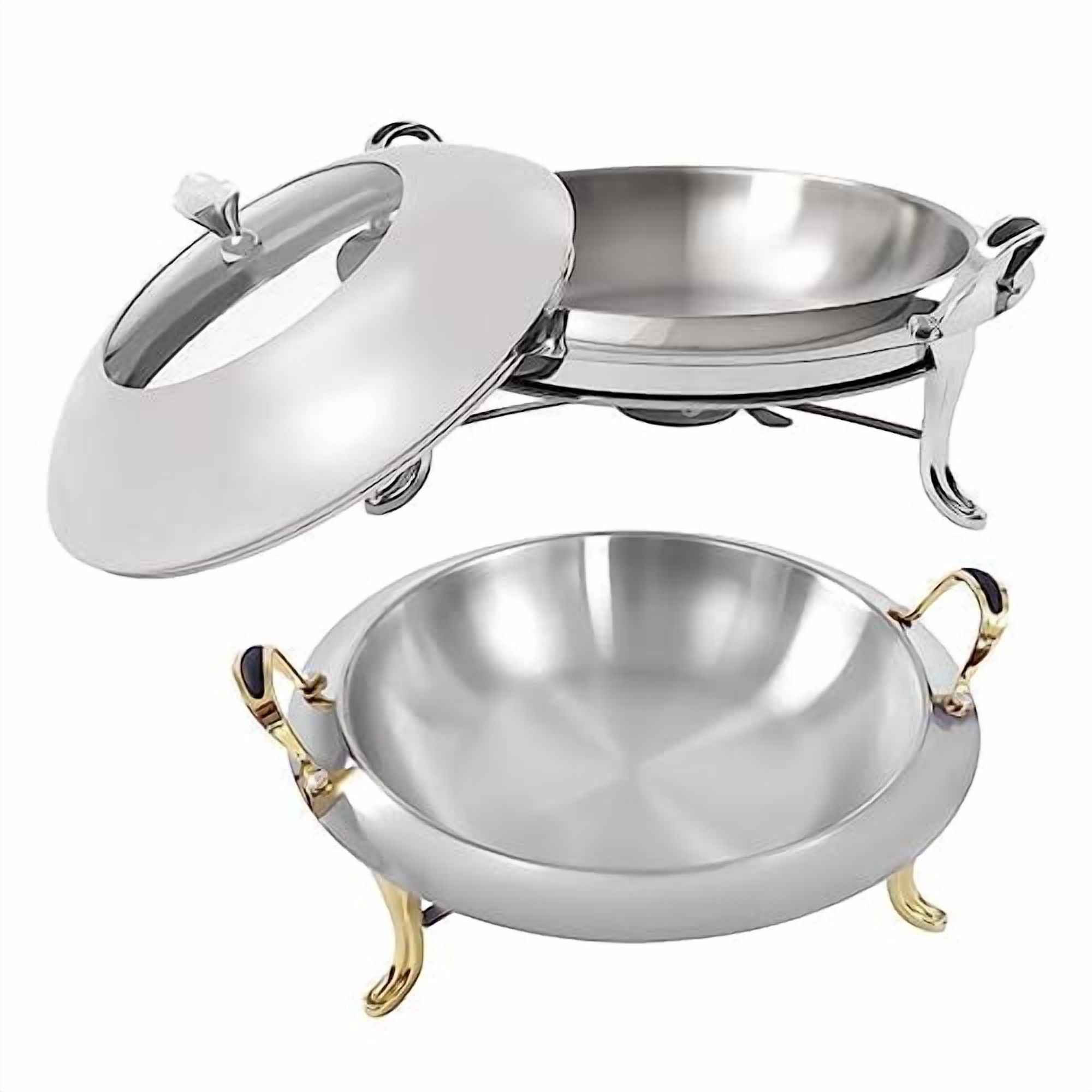 Chafing Dish Buffet Set, 3.17qt Stainless Steel Buffet Warmer, Round ...