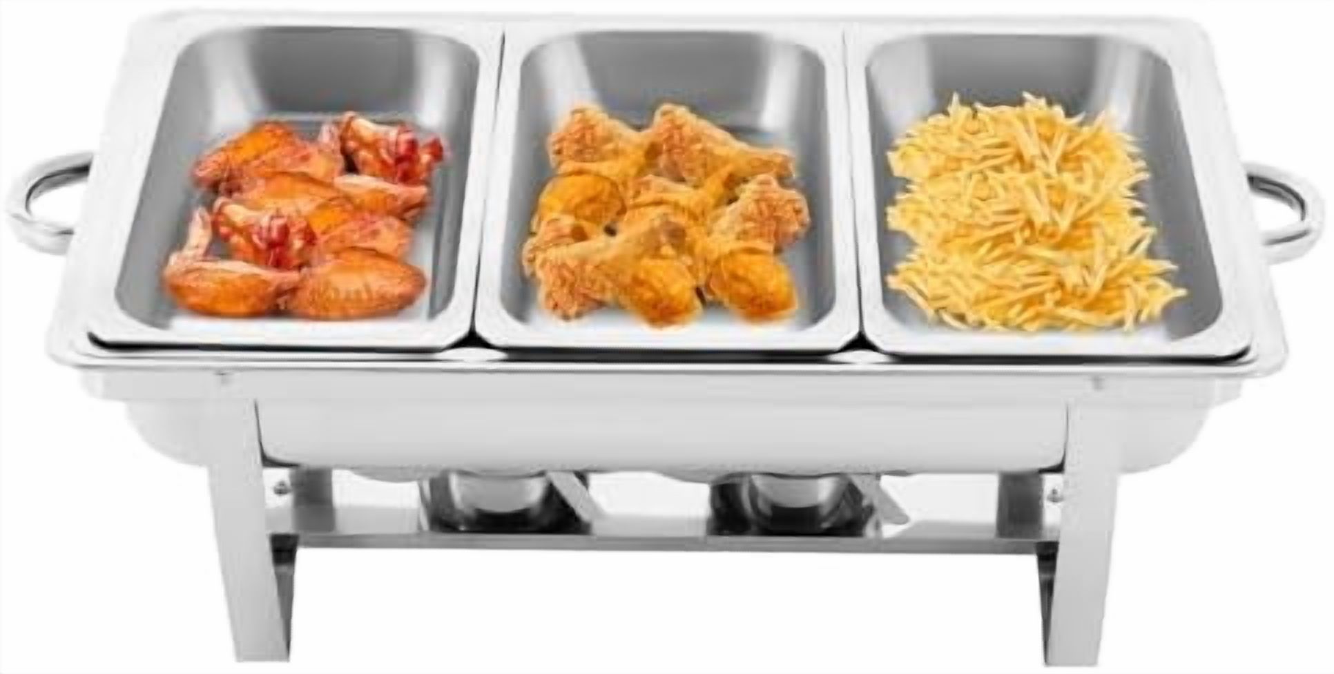 Chafing Dish Buffet Set: 3-Compartment Stainless Steel Food Warmer ...