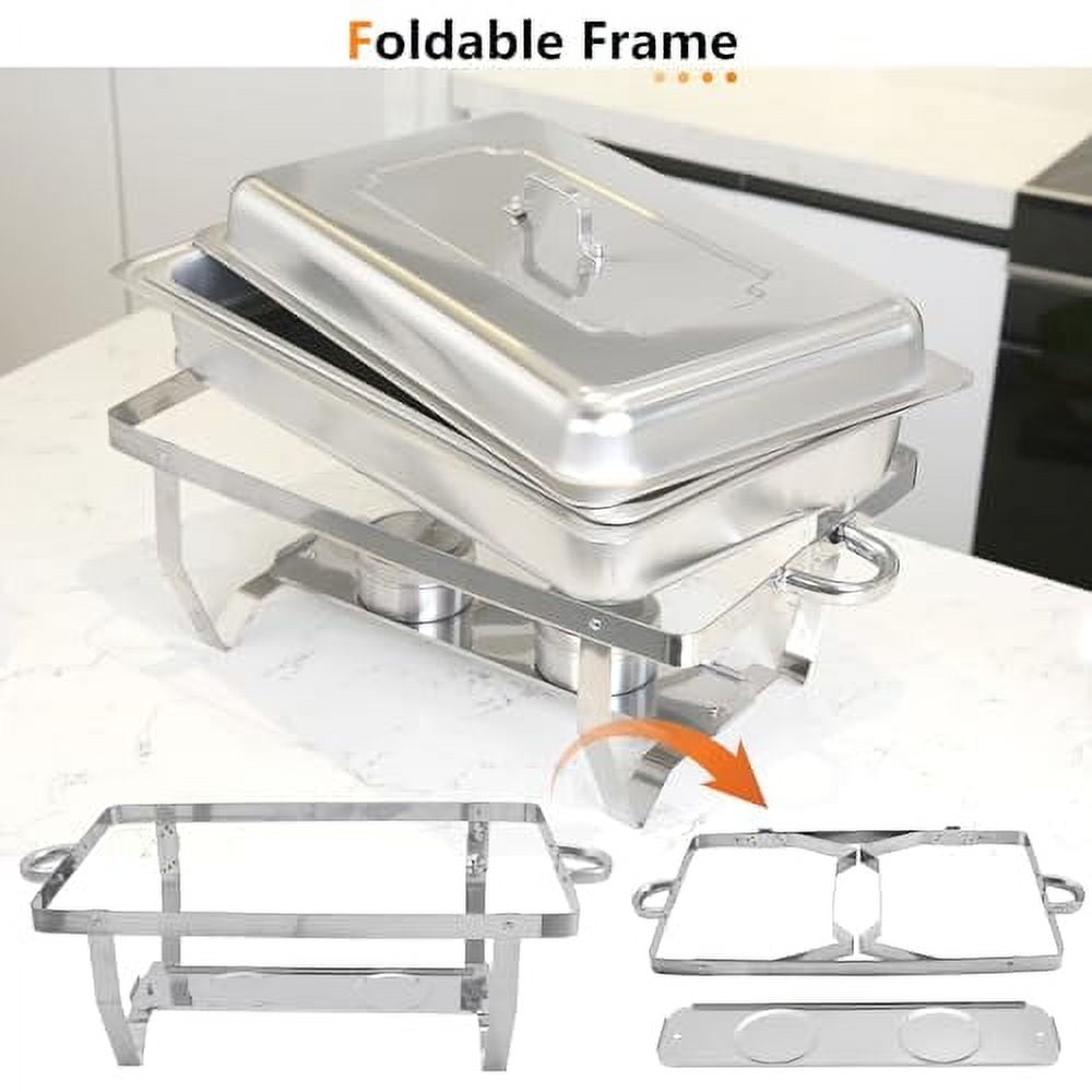 Chafing Dish Buffet Set 4 Pack, 8QT Full Size Stainless Steel Chafer for Catering, Upgraded ...