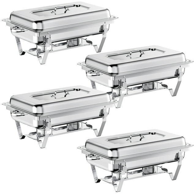 Chafing Dish Buffet Set 4 Pack Full Size, Jacgood 8QT Stainless Steel Chafing Dishes for Buffet ...