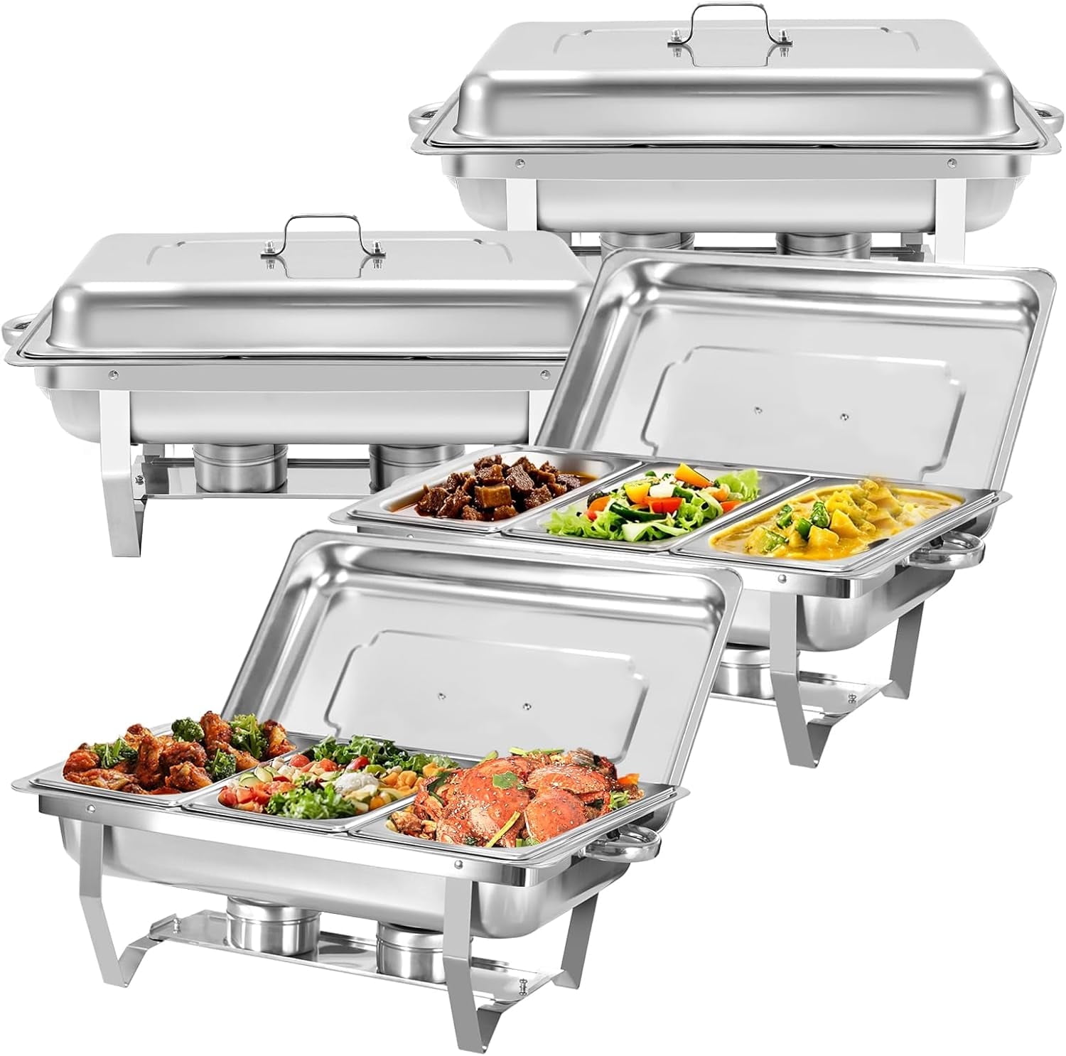 Chafing Dish Buffet Set 4 Pack, Jacgood Stainless Steel Chafing Dishes ...