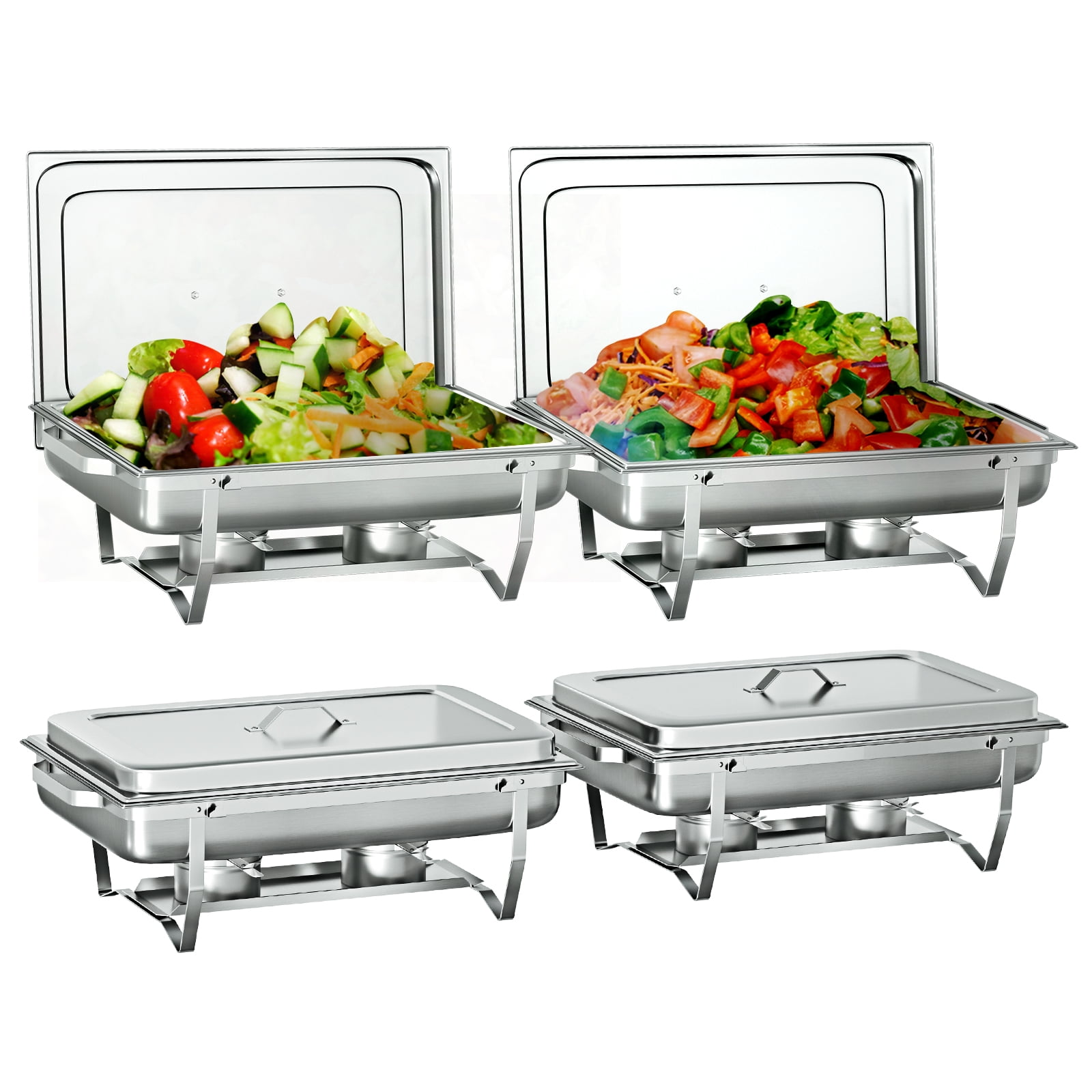 Chafing Dish Buffet Set 4 Pack,Vipsafe 8QT Rectangle Stainless Steel ...