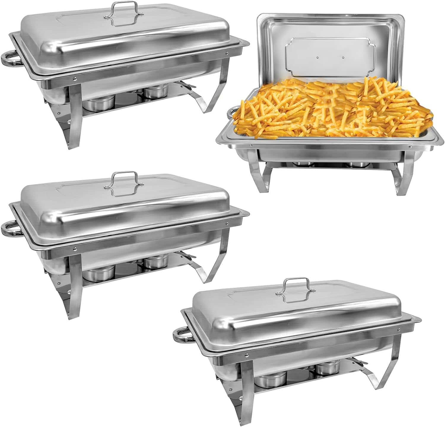 Chafing Dish Buffet Set 4 Packs,8 QT Stainless Steel Foldable ...